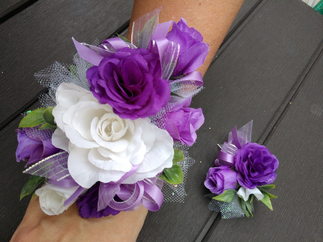 Wrist Corsage and Boutonniere Set. Prom. Homecoming. Purples. Lilac ...