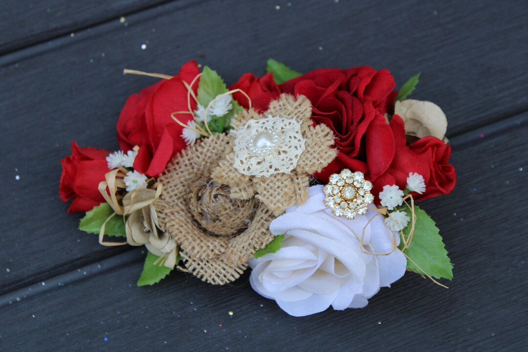 Red With Burlap . Wrist Corsage. Prom or Homecoming - Etsy