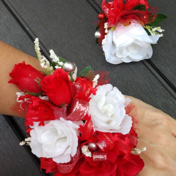 Red White Corsage - Etsy