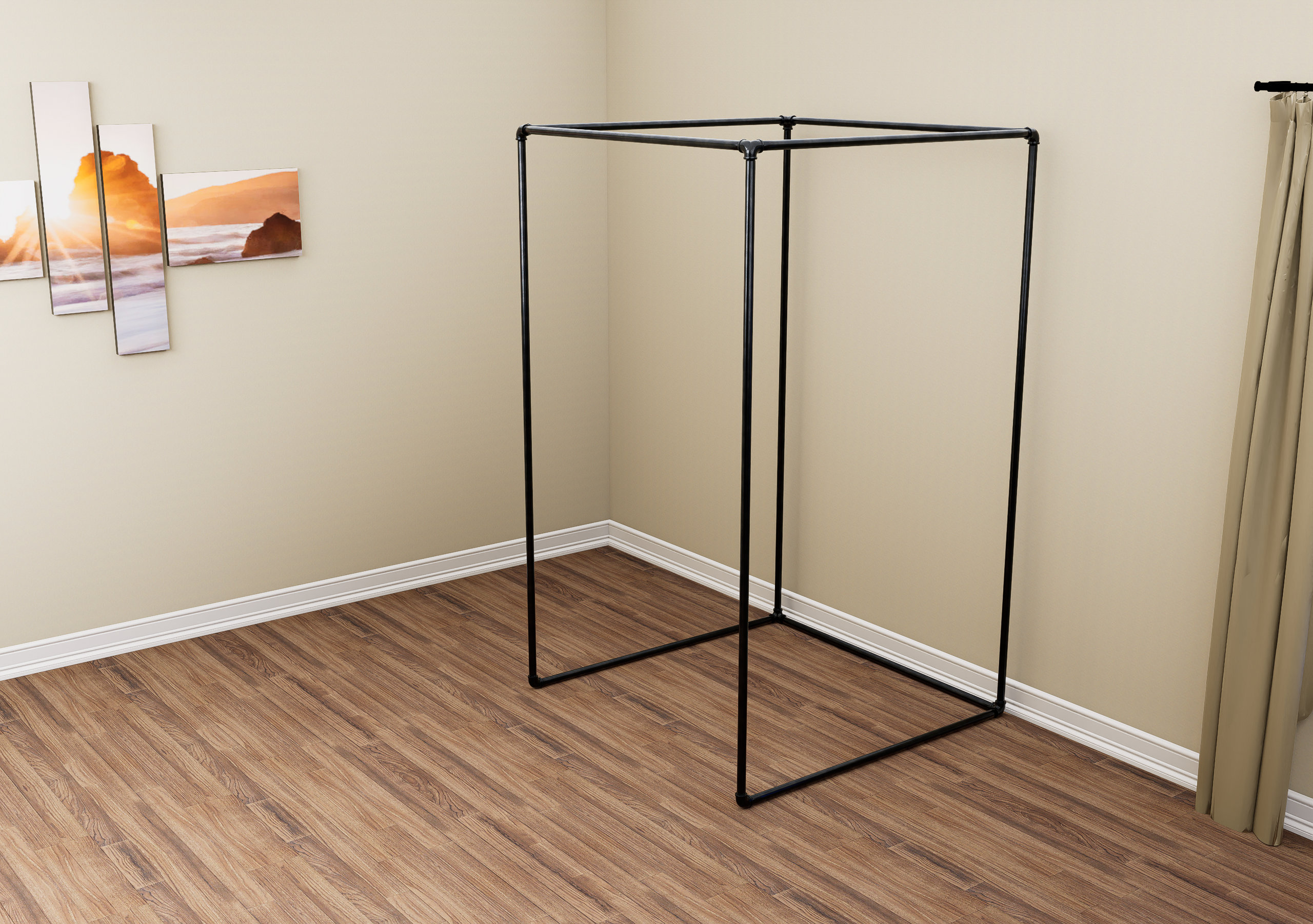 Free-standing Changing Room Curtain Rail | Rectangular Fitting Booth ...