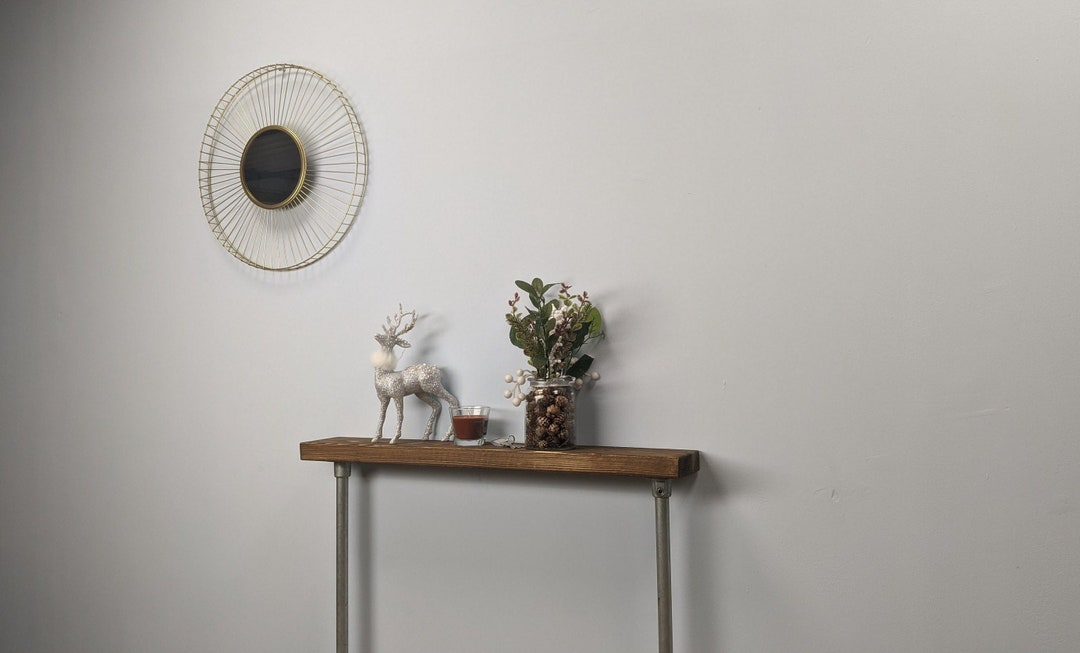 14x4cm Galvanised Industrial Wooden Console Table | Hallway Table With ...