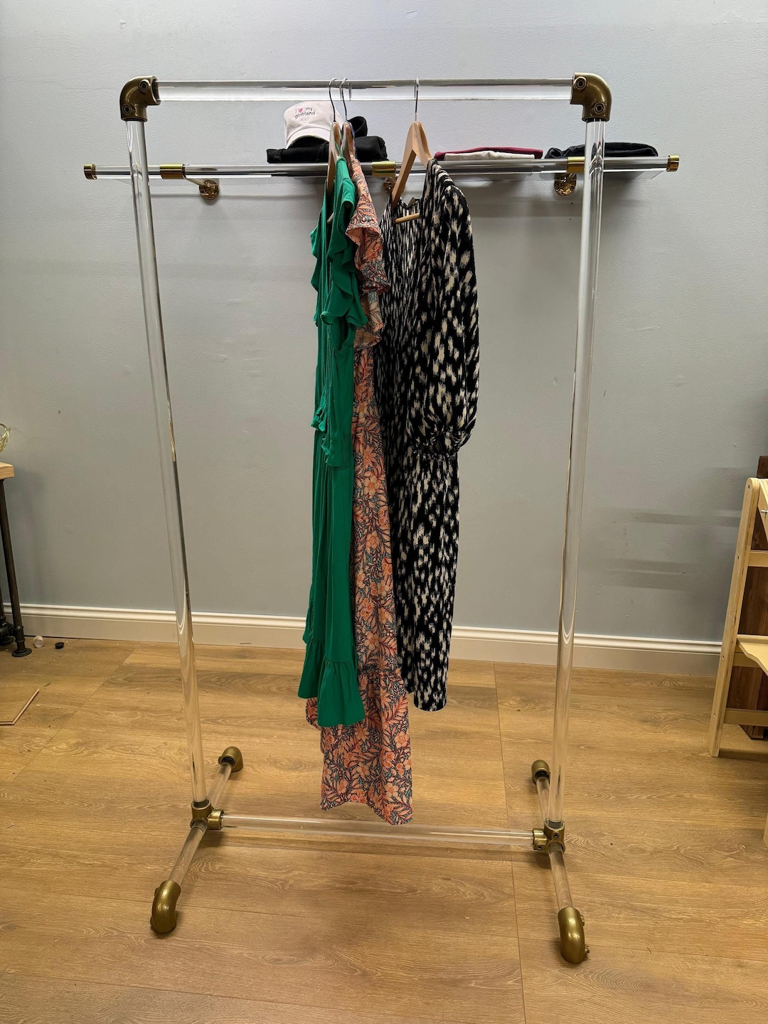 Free-standing Lucite Clothing Rack Minimalist Lucite Clothes Rail ...