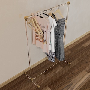 Free-standing Lucite Clothing Rack | Minimalist Brass & Acrylic Garment ...