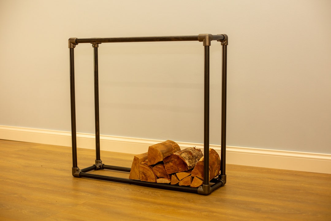 Pipe Firewood Rack - Industrial Firewood Stand - Fireside Log Holder ...