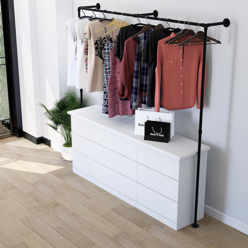 Wall Mounted Clothing Rack | Industrial Pipe Garment Rail | Space ...