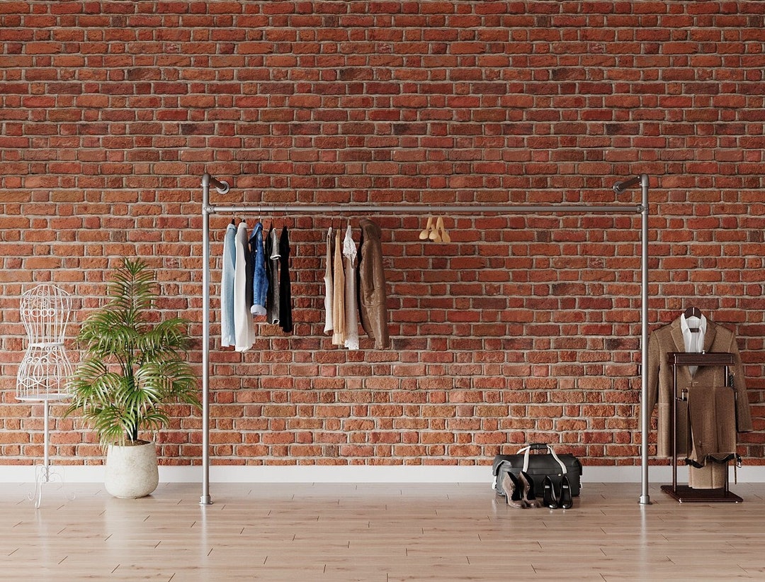 Wall Mounted Clothing Rack Industrial Look Pipe Clothing Rack ...