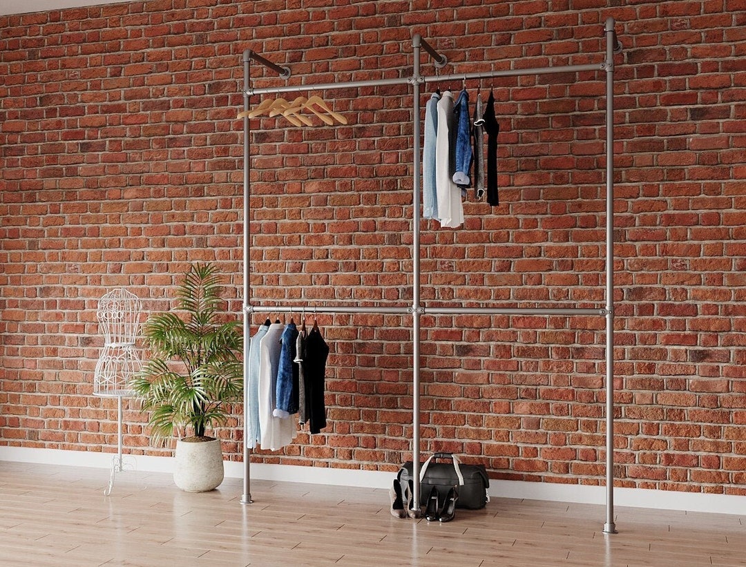 Industrial Clothes Rack - Galvanized Clothing Rail - Garment Rack ...