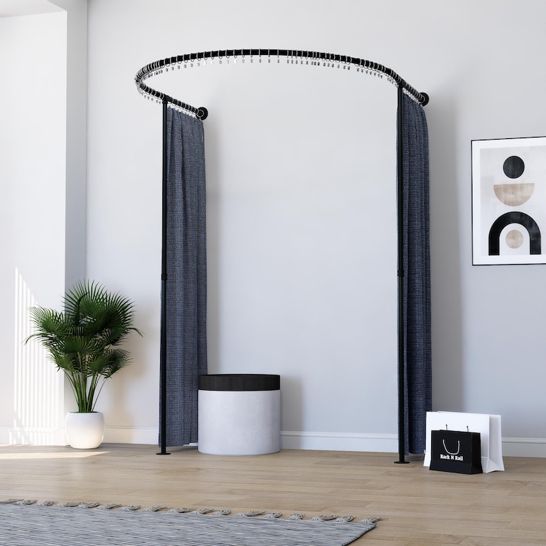 Curved Changing Room Curtain Rail | Industrial Fitting Room Rod - Etsy