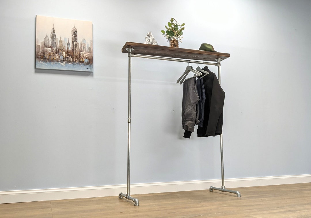 Free Standing Clothing Rack With Shelf | Handmade Industrial Pipe ...