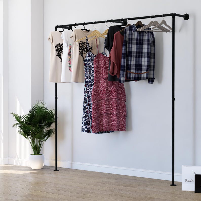 Wall Mounted Clothing Rack | Industrial Pipe Garment Rail | Space ...
