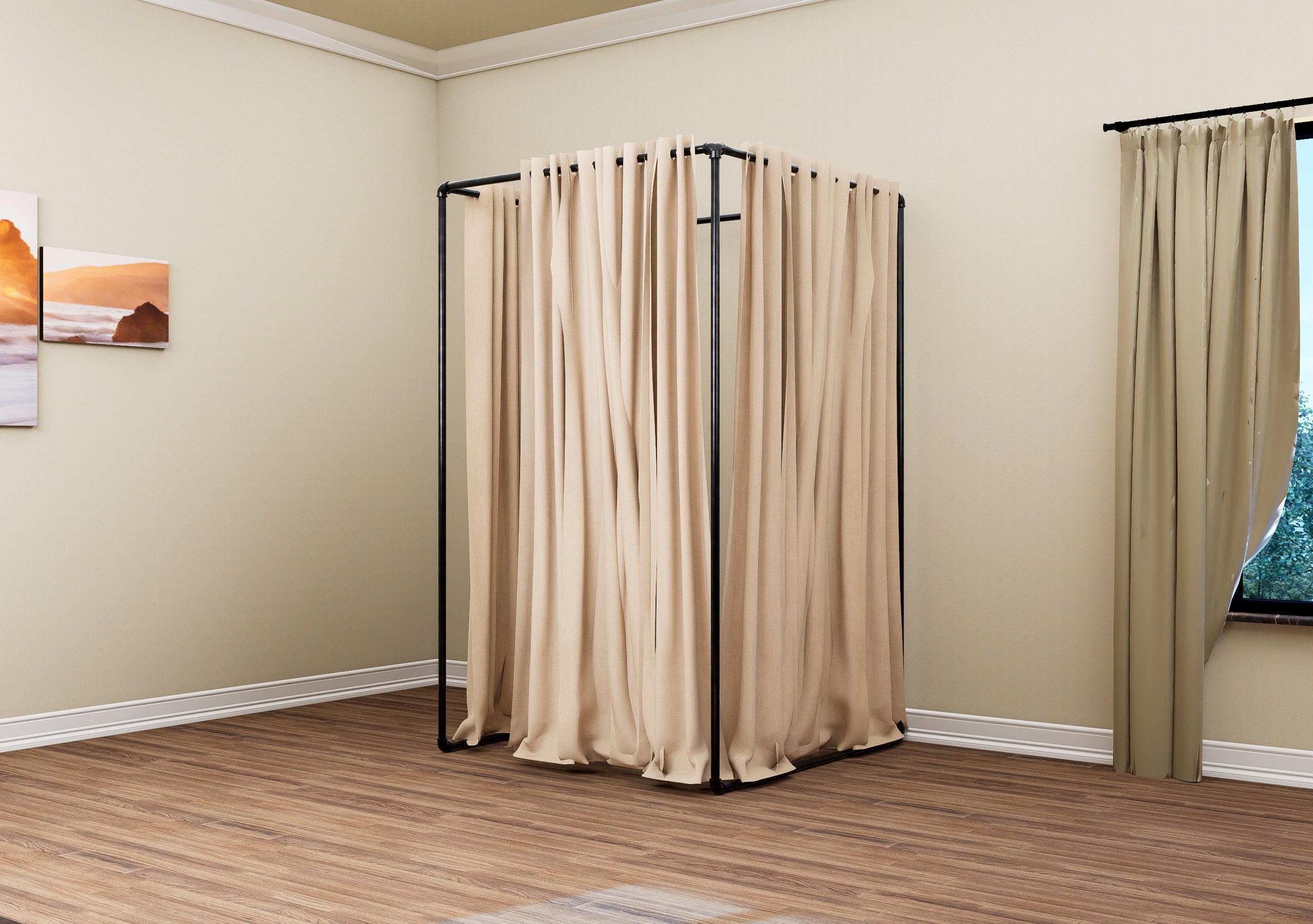 Free-standing Changing Room Curtain Rail | Rectangular Fitting Booth ...