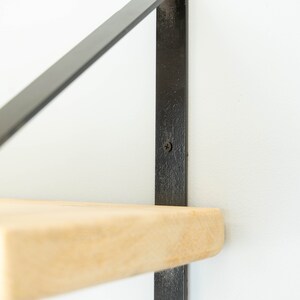 3 Tiered Black Shelf Brackets Steel and Wooden Shoe Shelves Shoe Rack ...