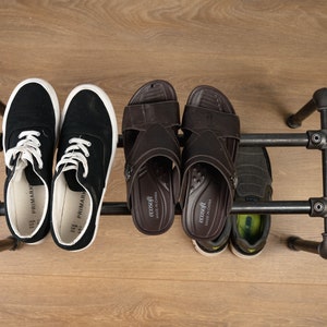 Free-standing Metal Pipe Shoe Rack | Minimalist Industrial Shoe Storage ...
