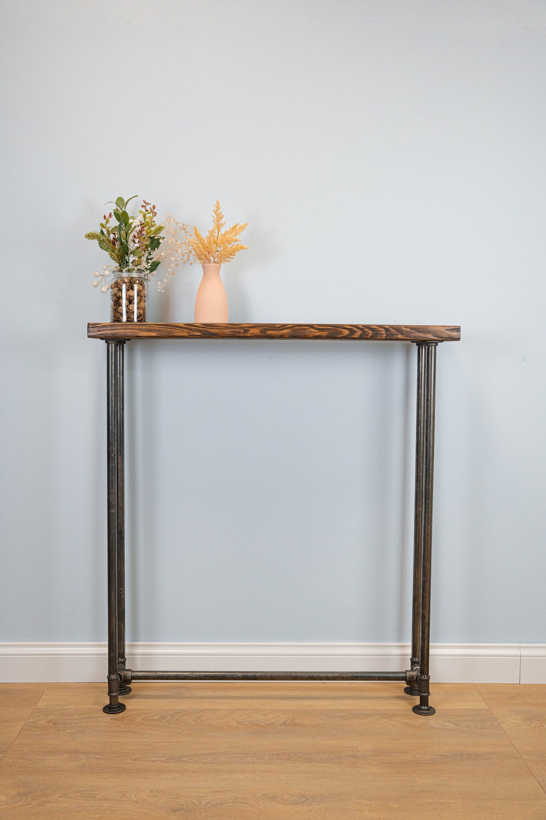 Free-standing Industrial Console Table | Slim Reclaimed Wood Hallway ...