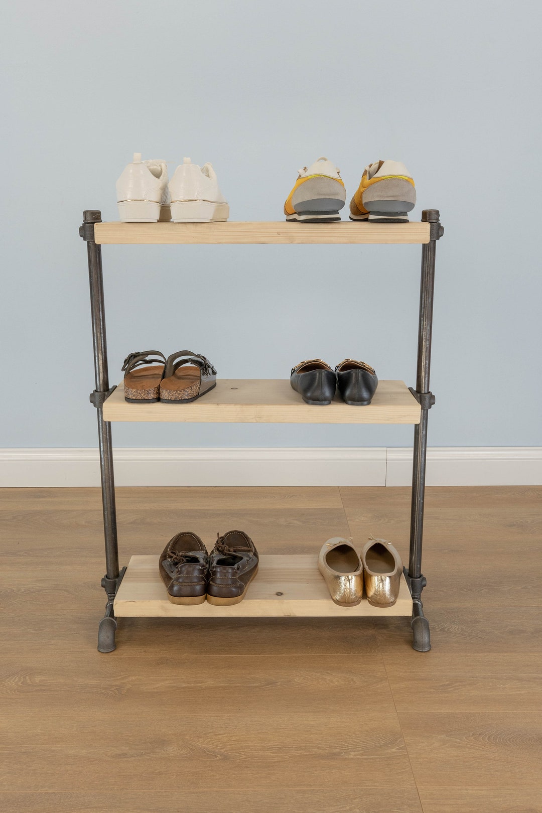 Freestanding 3-tiered Shoe Rack Storage Minimalist Shoe Rack With Pipe ...