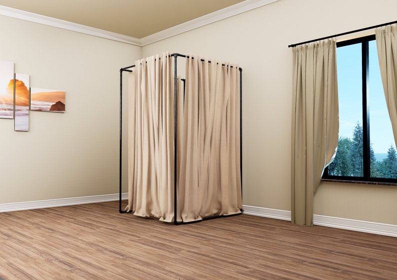 Free-standing Changing Room Curtain Rail | Rectangular Fitting Booth ...