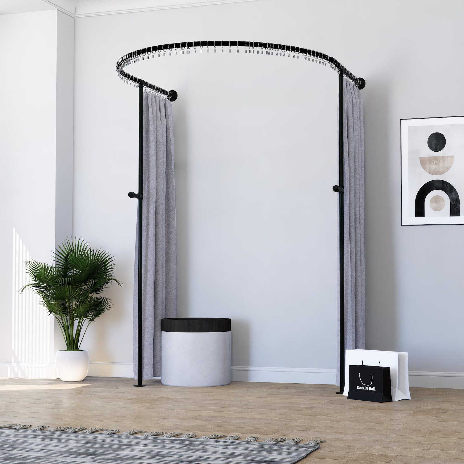 Curved Wall-mounted Changing Room Curtain Rail | Semi-circle Fitting ...