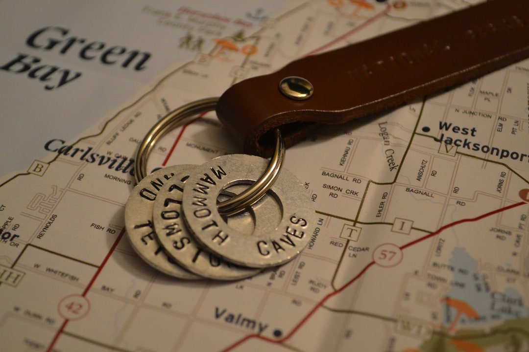 Travel Tokens for Leather Keychain, Travel Gift, National Parks, State ...