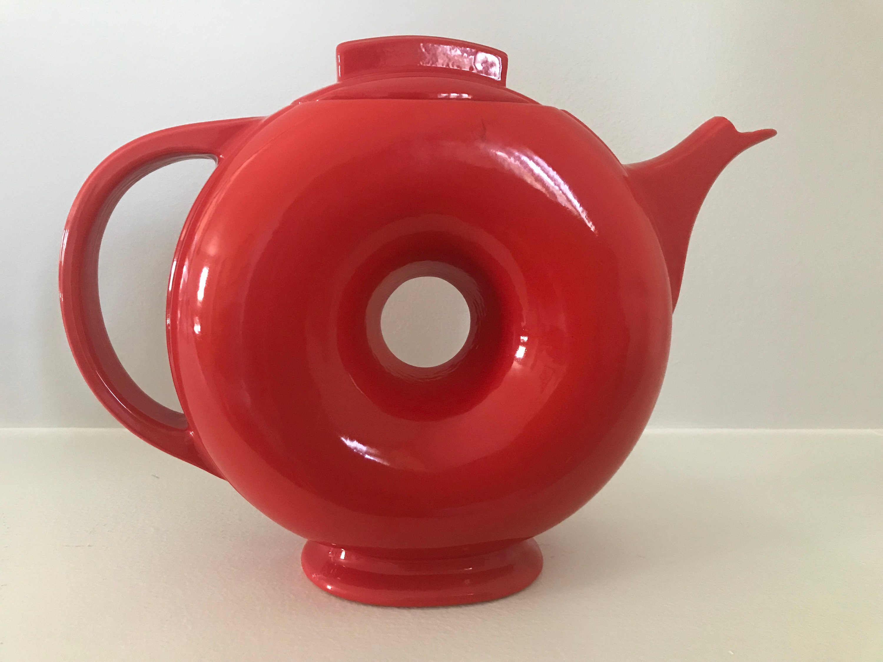 1930s Chinese Red Hall China Donut Teapot - Etsy
