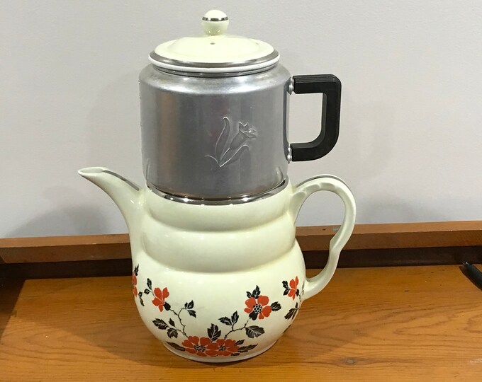 Hall China Red Poppy Coffee Pot With Metal Dripolator - Etsy
