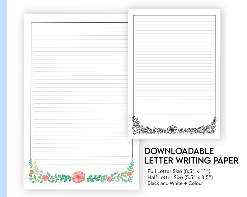 Letter Writing Paper - Floral Bottom Border - Etsy