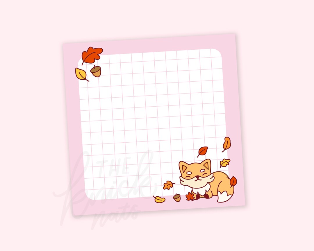 Digital Download - Cozy Fall Fox - Grid Memo Pad - Etsy