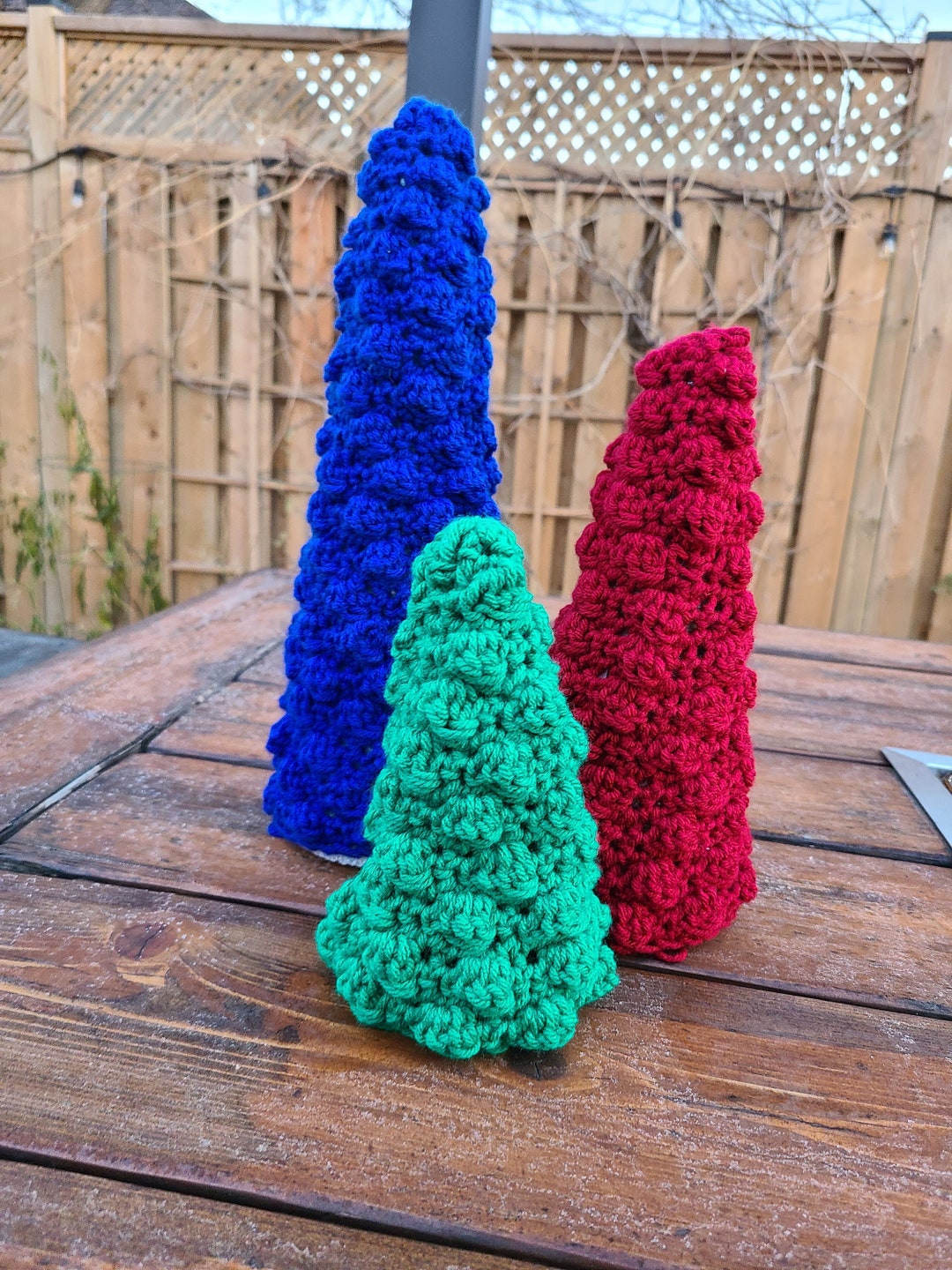 Bobble Crochet Christmas Trees, Set of 3 - Etsy