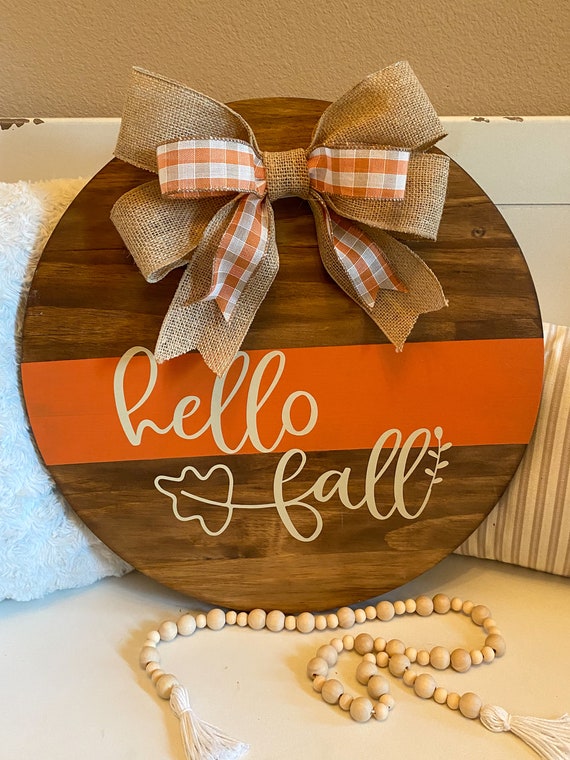 Hello Fall Door Hanger Thanksgiving Decor Fall Decor Wooden | Etsy