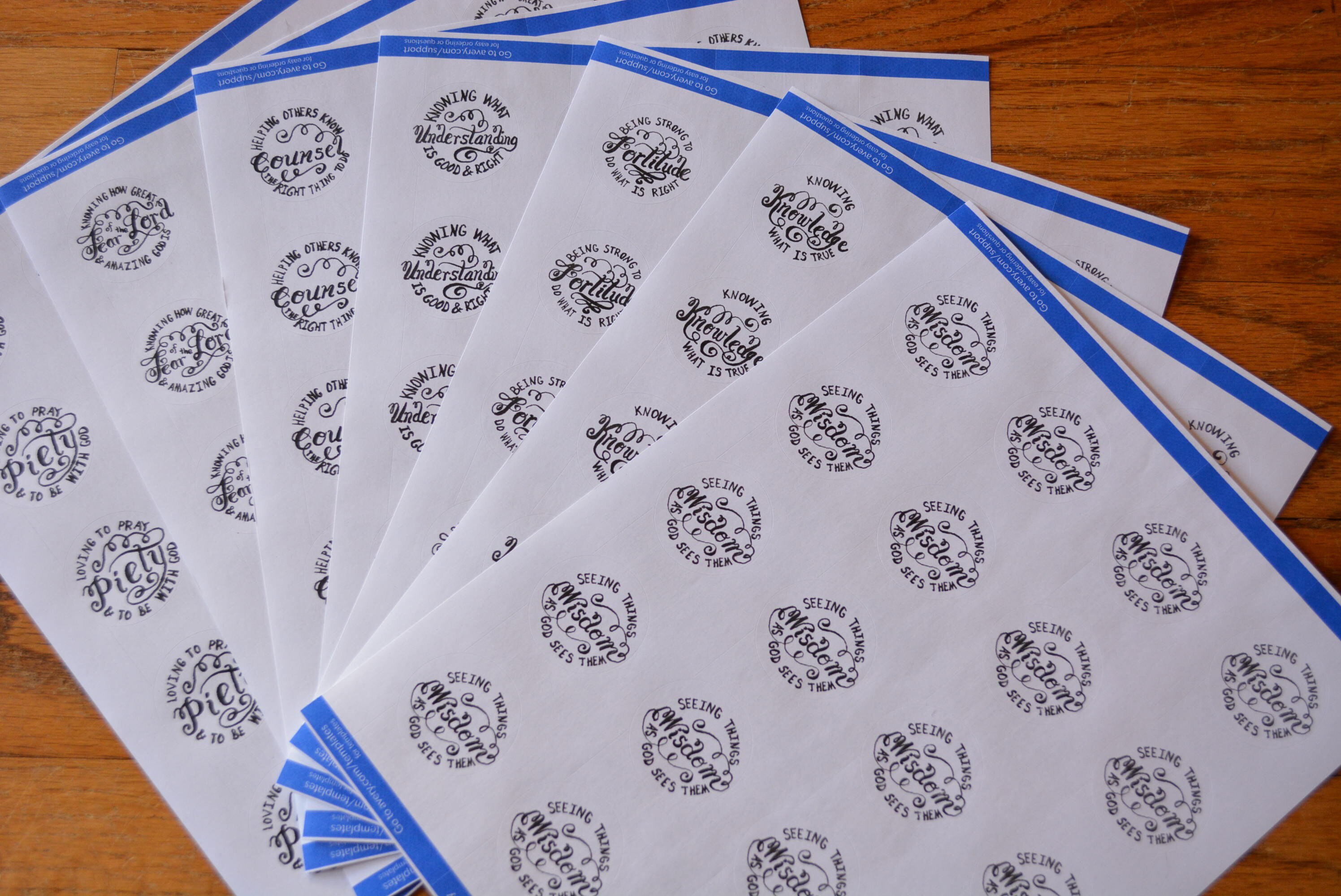 Gifts of the Holy Spirit Calligraphy for Round Stickers - Etsy