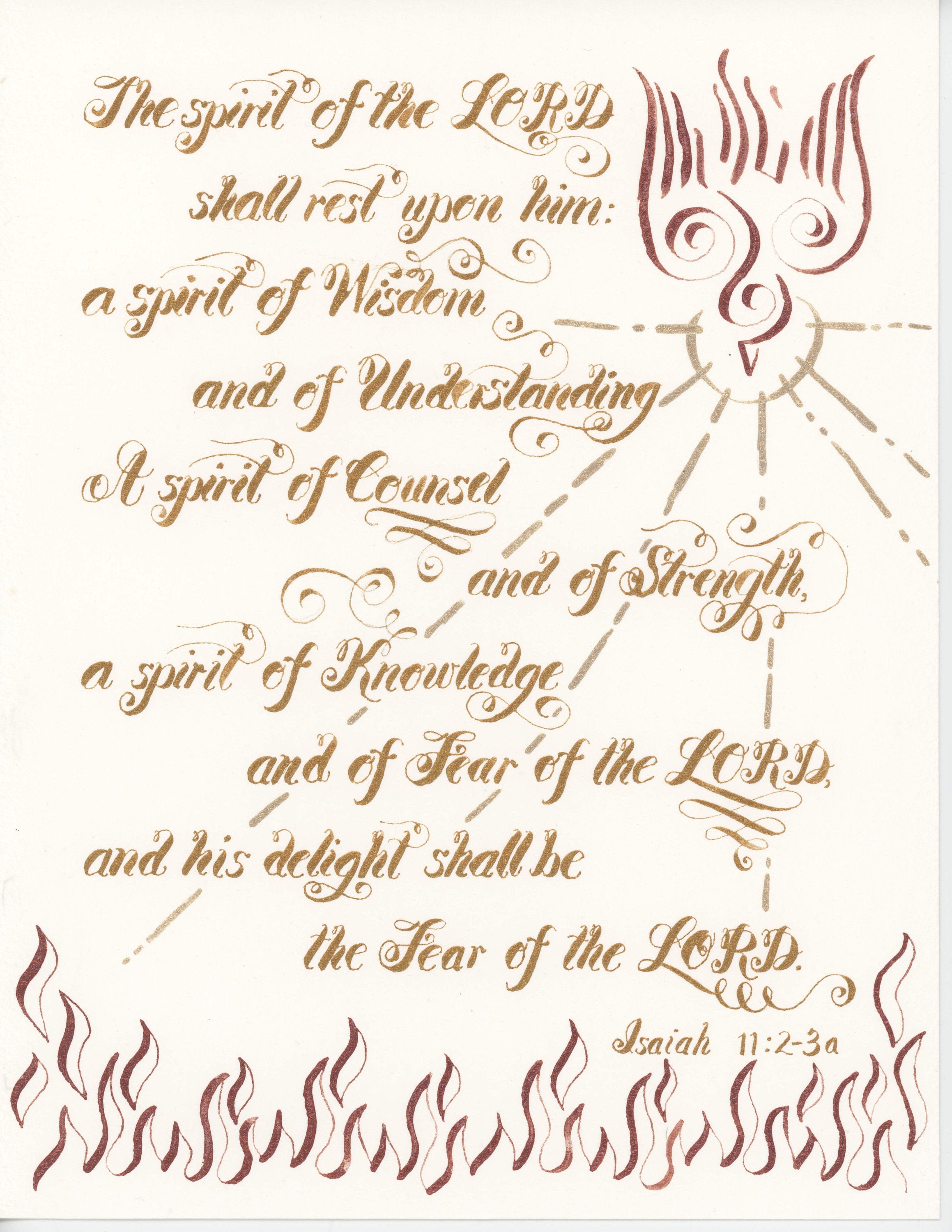 Calligraphy of Isaiah 11:2-3a the Gifts of the Holy Spirit - Etsy