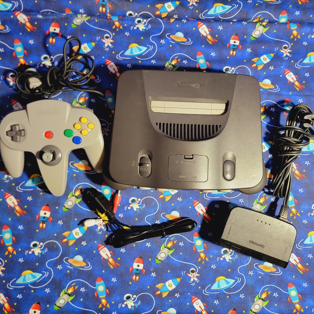 Nintendo 64 N64 Gloss Black Console Tested W/ Refurbished Controller ...