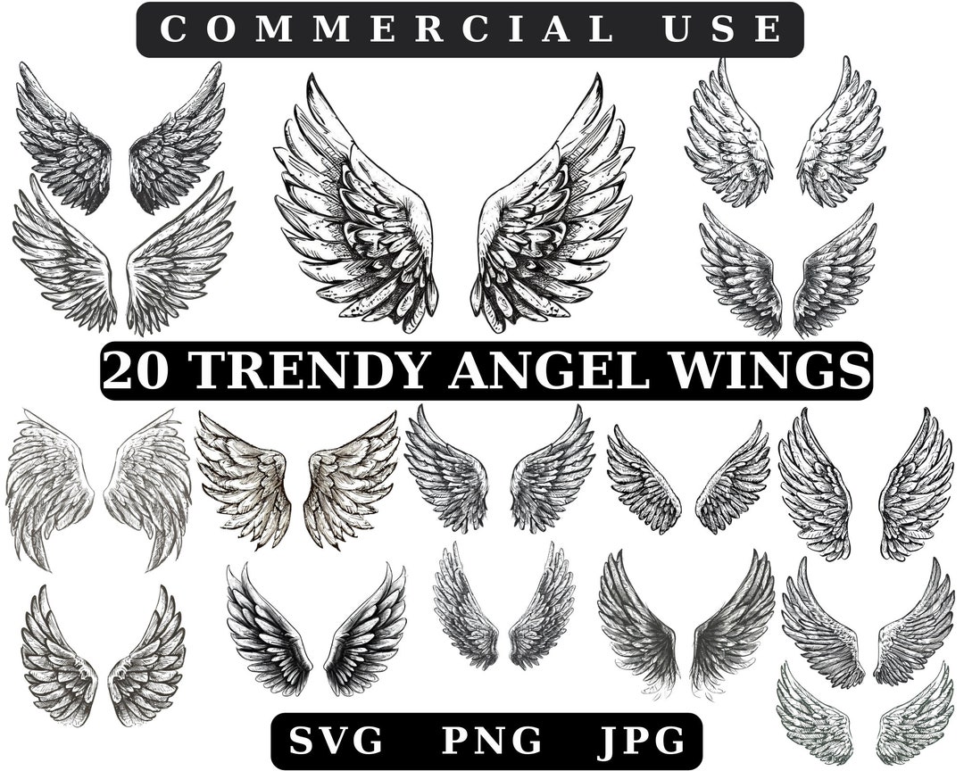 Angel Wings Svg,wing Bundle Svg,angel Wings Sketch Png,wings Shape,wing ...