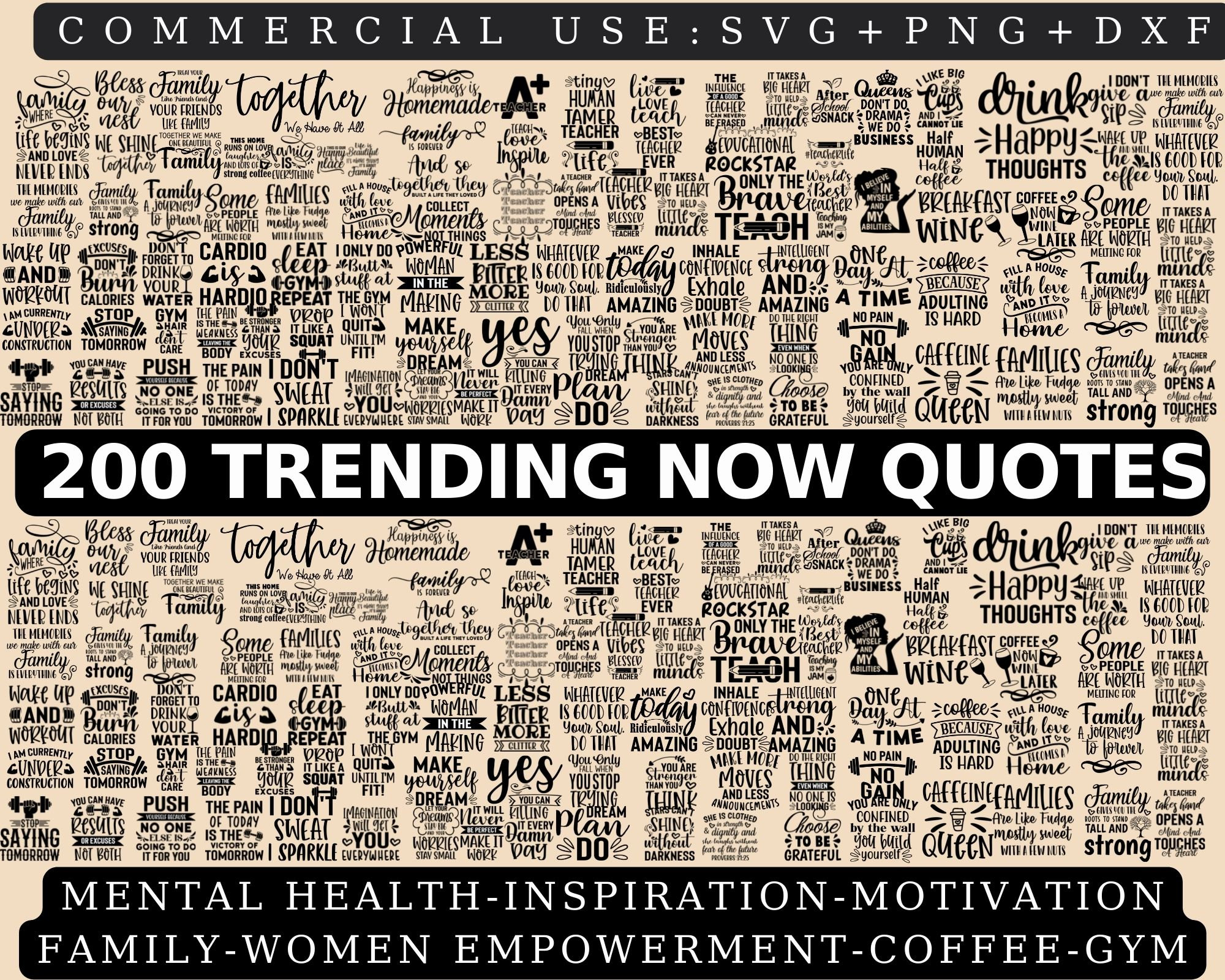200 Trending Quotes SVG PNG DXF Bundle - Commercial Use (digital ...