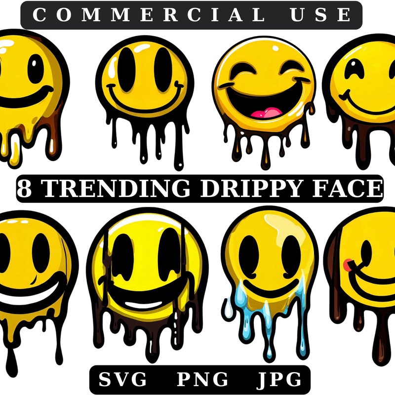 Drippy Smiley Faces - Etsy