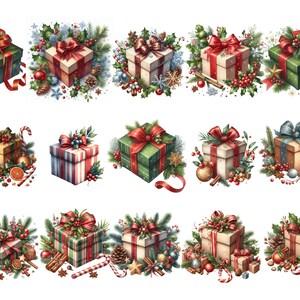 Watercolor Christmas Gift Boxes Clipart, Watercolor Clipart, Christmas ...