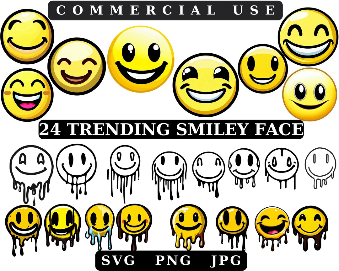 Smiley Face Svg Bundle, Smiley Face Png, Smiley Face, Png, Dxf, Svg ...