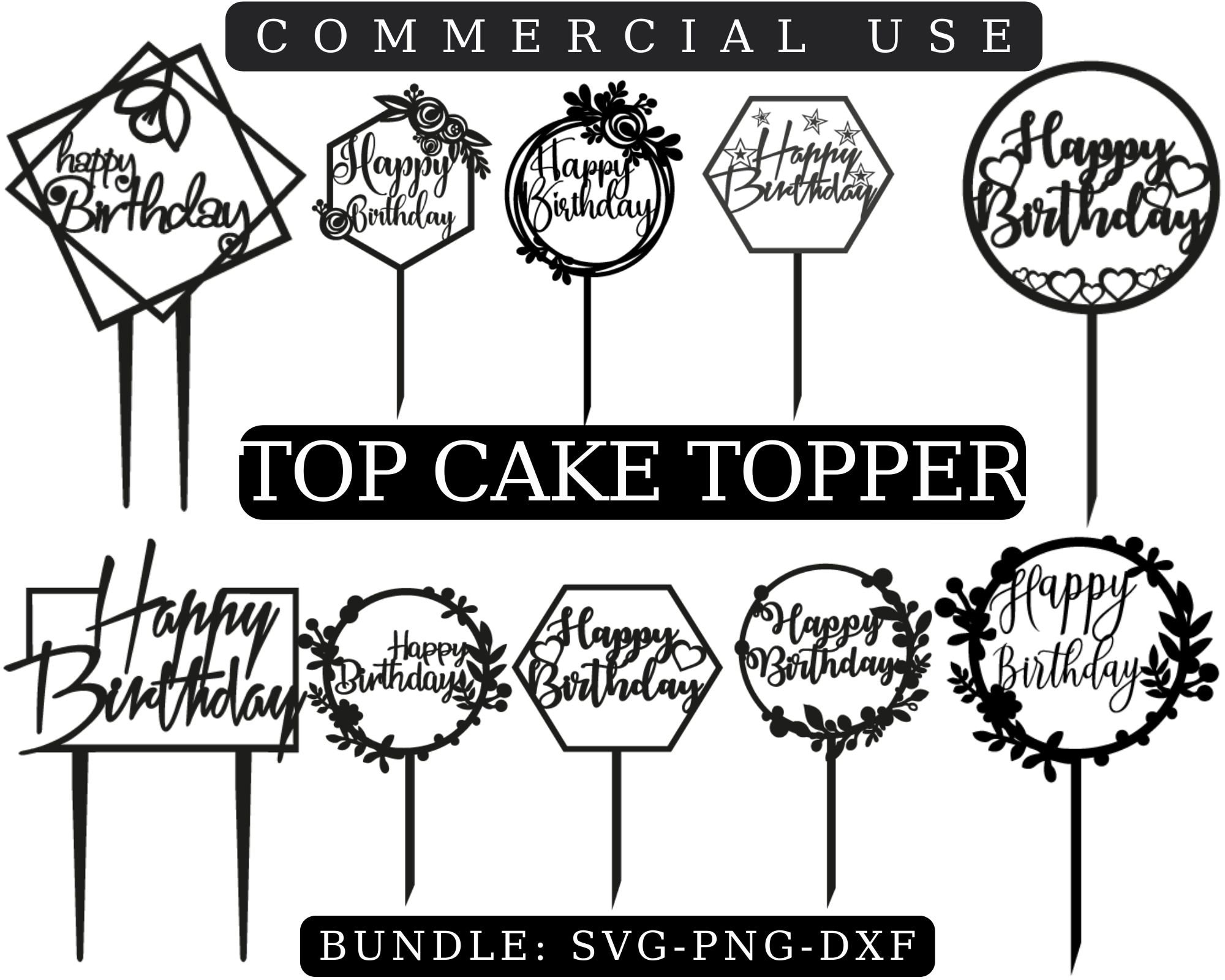BIRTHDAY CAKE TOPPER svg bundle circle frame svg wedding - Etsy España