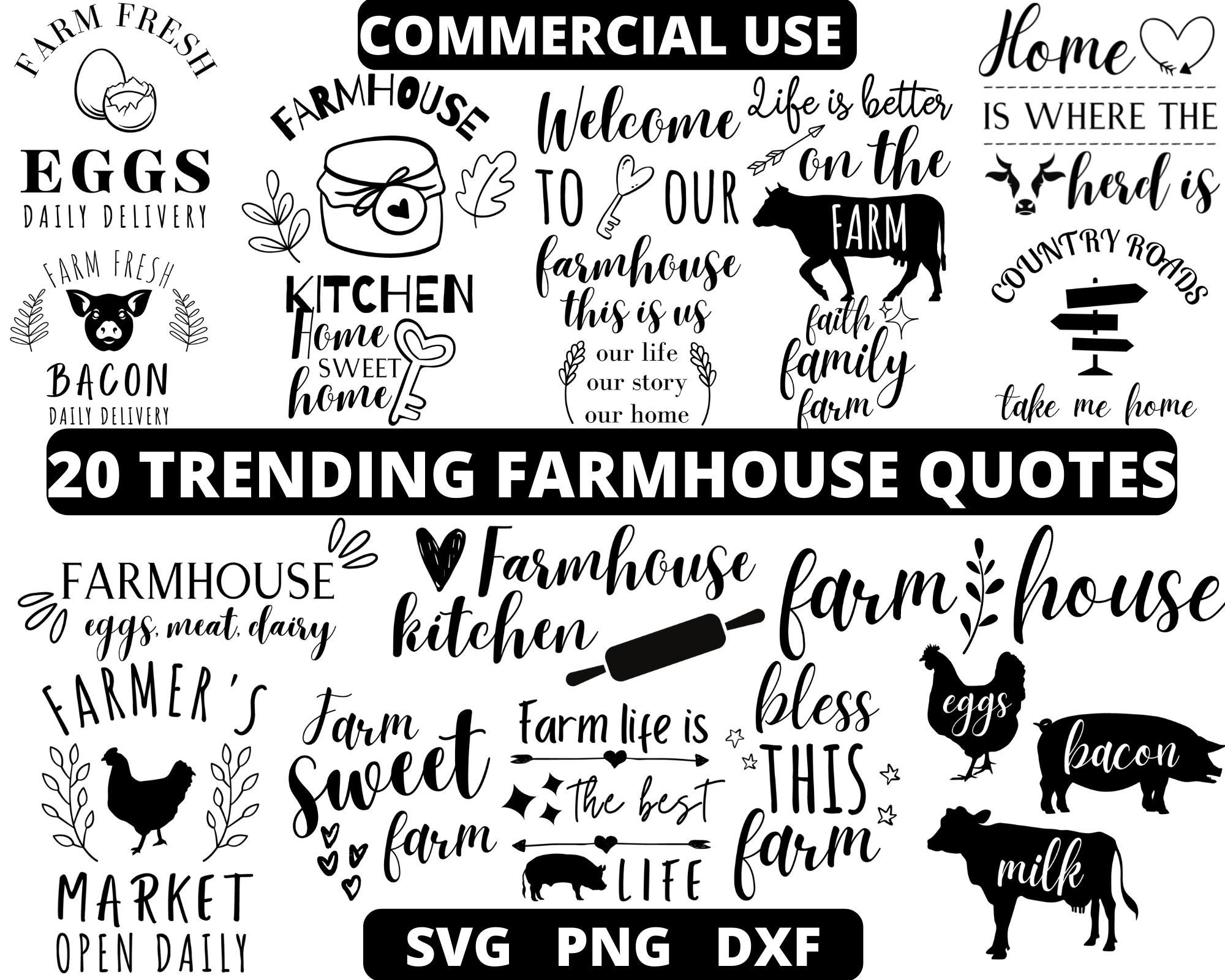 Farmhouse Svg Farmhouse Kitchen Svg Chicken Pig Beef Svg - Etsy