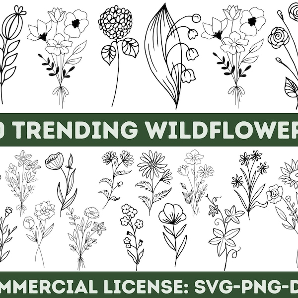 Wildflower Svg - Etsy