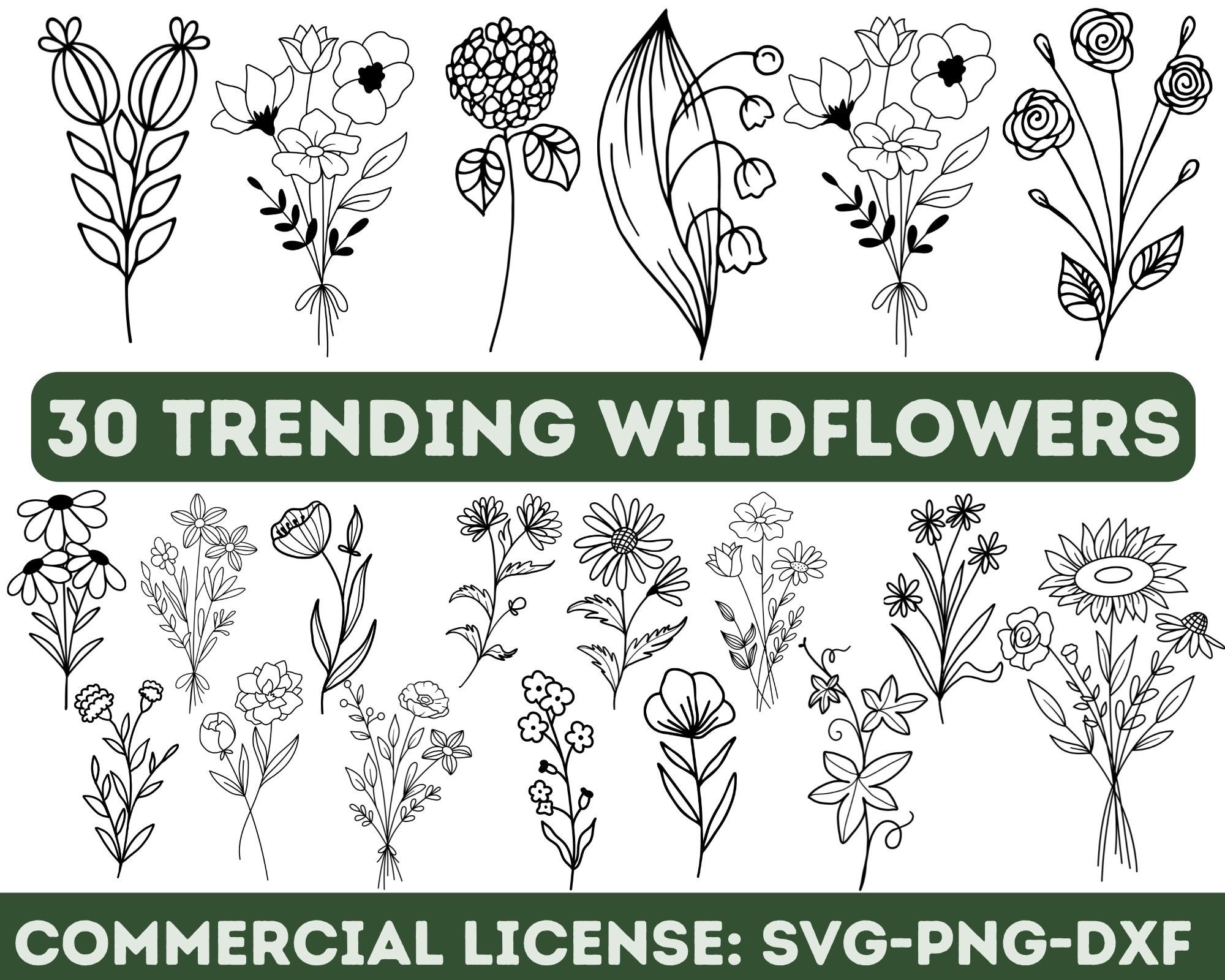 WILDFLOWERS SVG BUNDLE Wild Flower Svg Wildflower Svg - Etsy