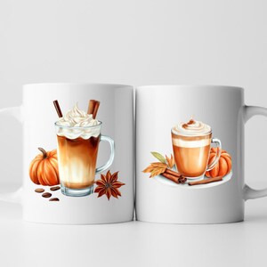 Watercolor Pumpkin Spiced Tea Coffee Drinks Clipart,autumn Fall Holiday ...