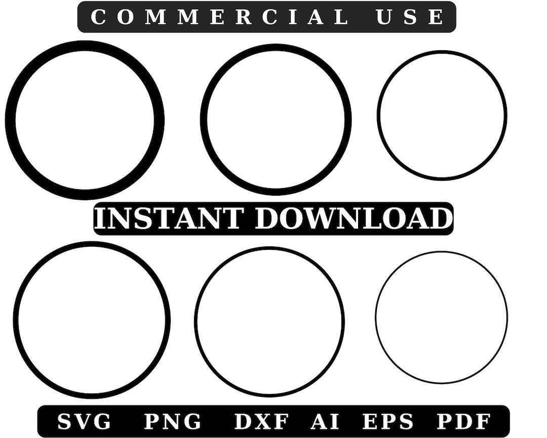 Circle Svg Png Dxf Ai Eps Pdf, Circles Different Stroke Widths Bundle ...