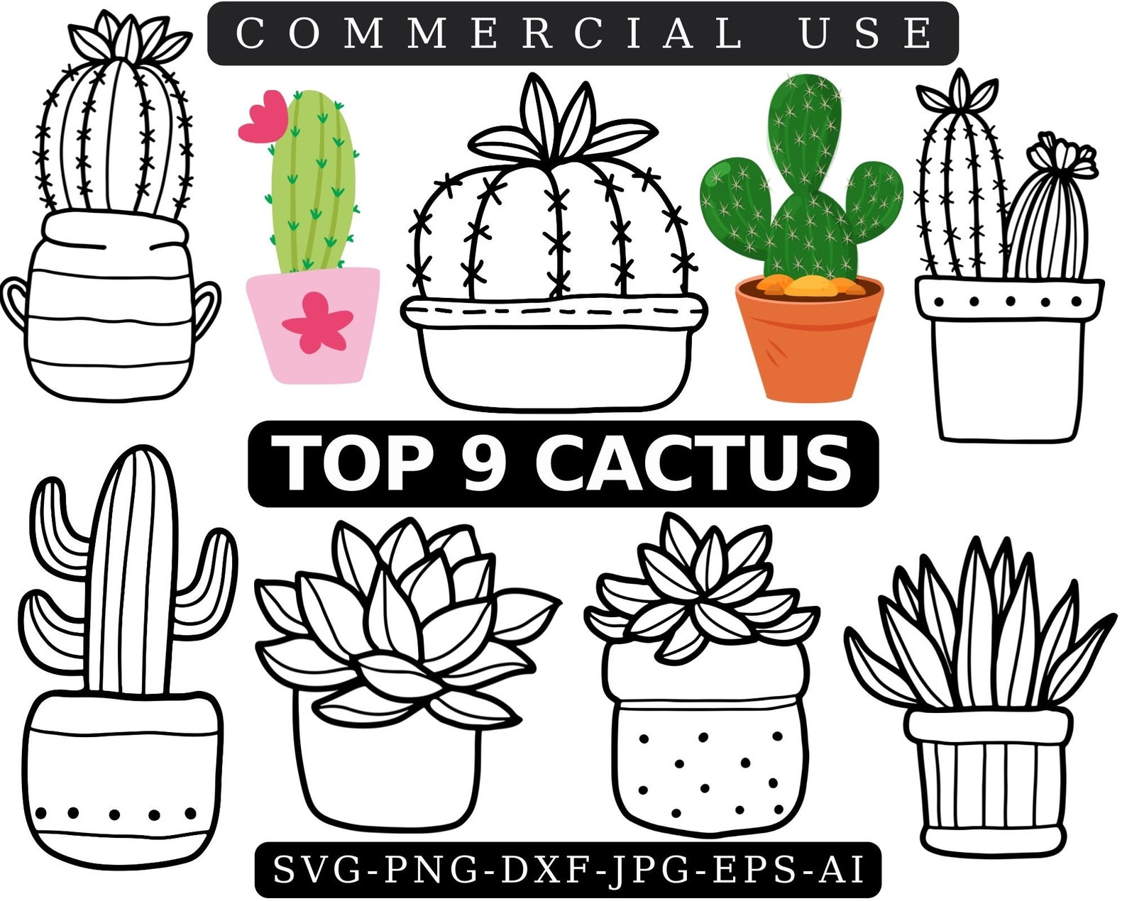 CACTUS SVG Cactus SVG Cut Files Bundle for Cricut Png Dxf - Etsy