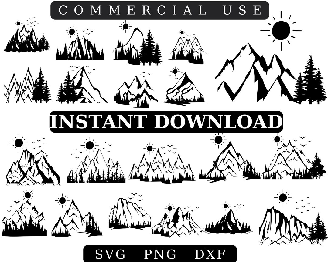Mountain SVG, File for Cricut, for Silhouette Cut Files, Vector ...