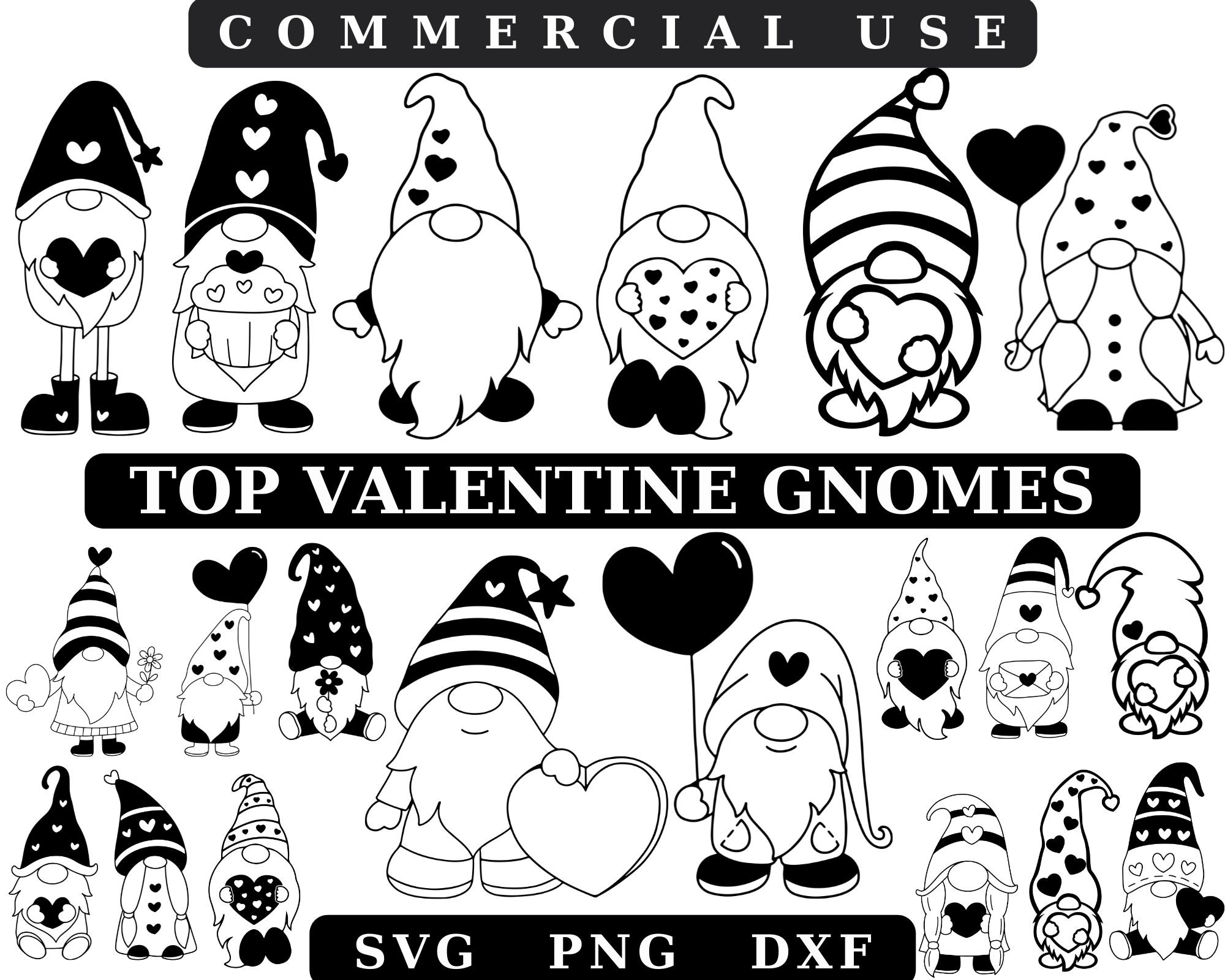 Valentine Gnomes SVG Bundle: Heart Designs (digital Download) - Etsy