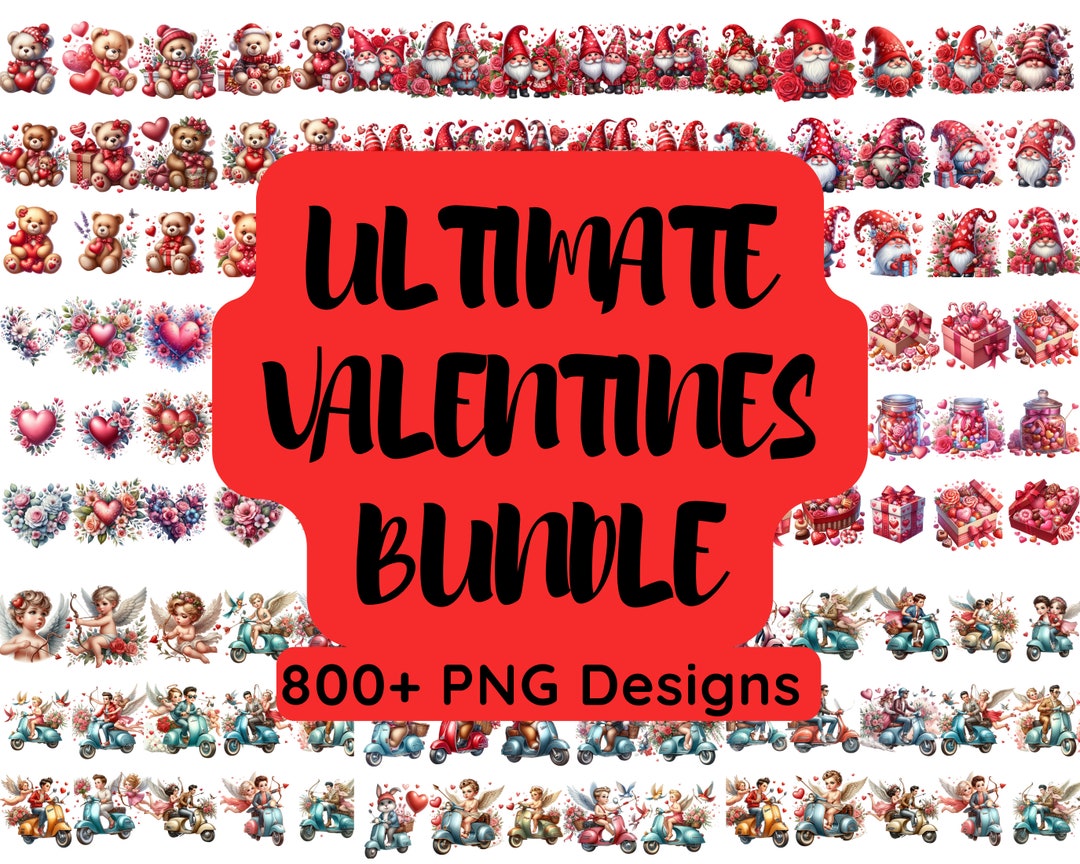 Watercolor Valentine Clipart Mega Bundle, Valentines Day Clip Art PNG ...