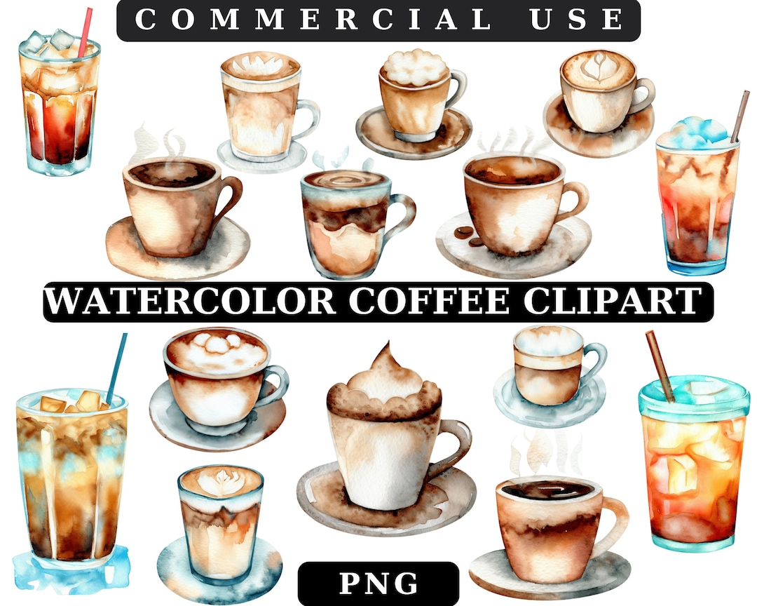 Coffee Clipart,watercolor Coffee Cup Clipart Png, Food Clipart, Iced ...