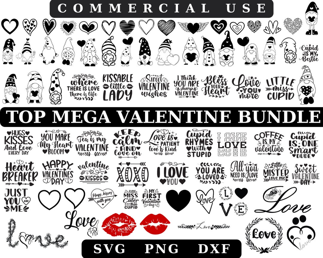 Mega Valentine SVG Bundle,valentine Gnome Svg,valentine Svg Cup,heart ...