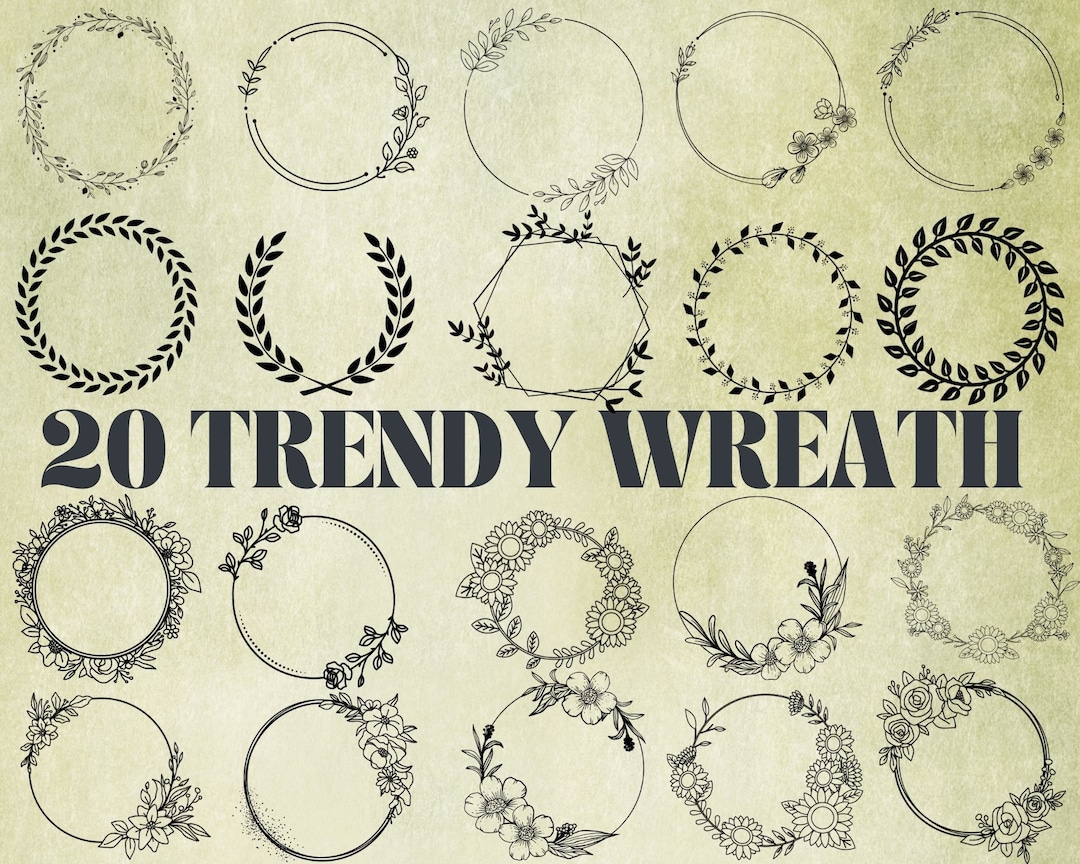 Floral Wreath SVG, PNG, DXF Designs, Wedding Wreath Frame Svg, Spring ...