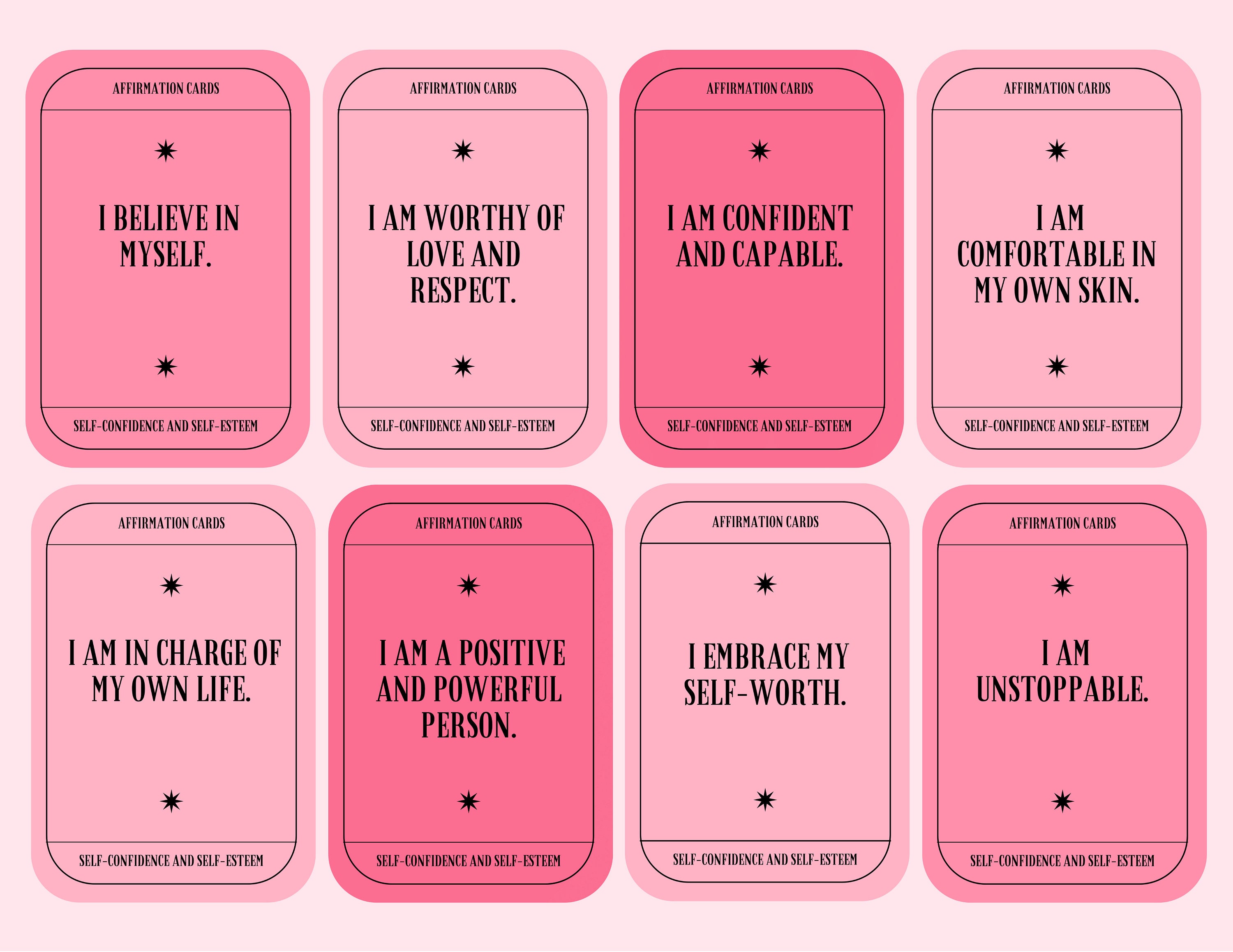 Self-confidence Affirmation Cards: Positive Quote Flash Cards (digital ...